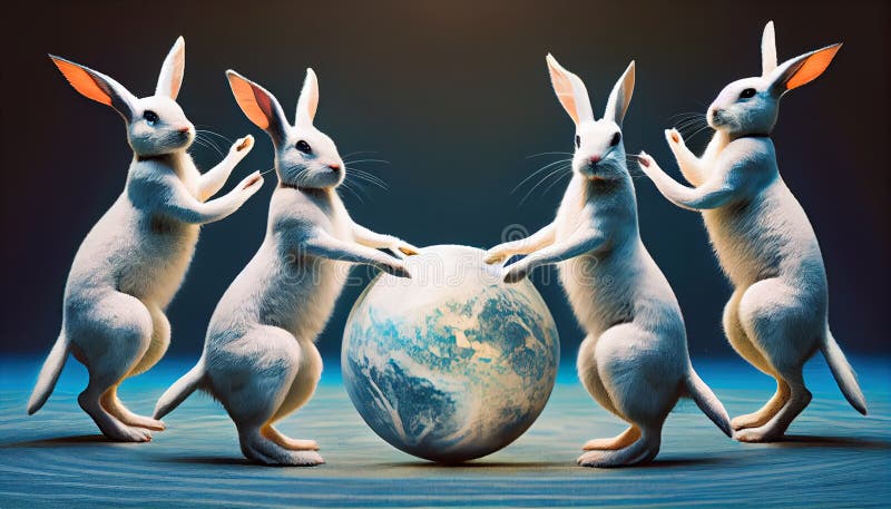 Easter Rabbits Dance , Generative Ai Stock Illustration - Illustration ...