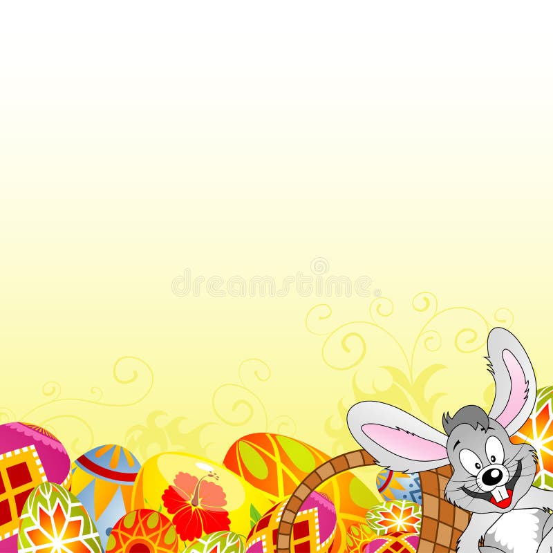 Påskram med ägg och kanin vektor illustrationer. Illustration av gräs ...