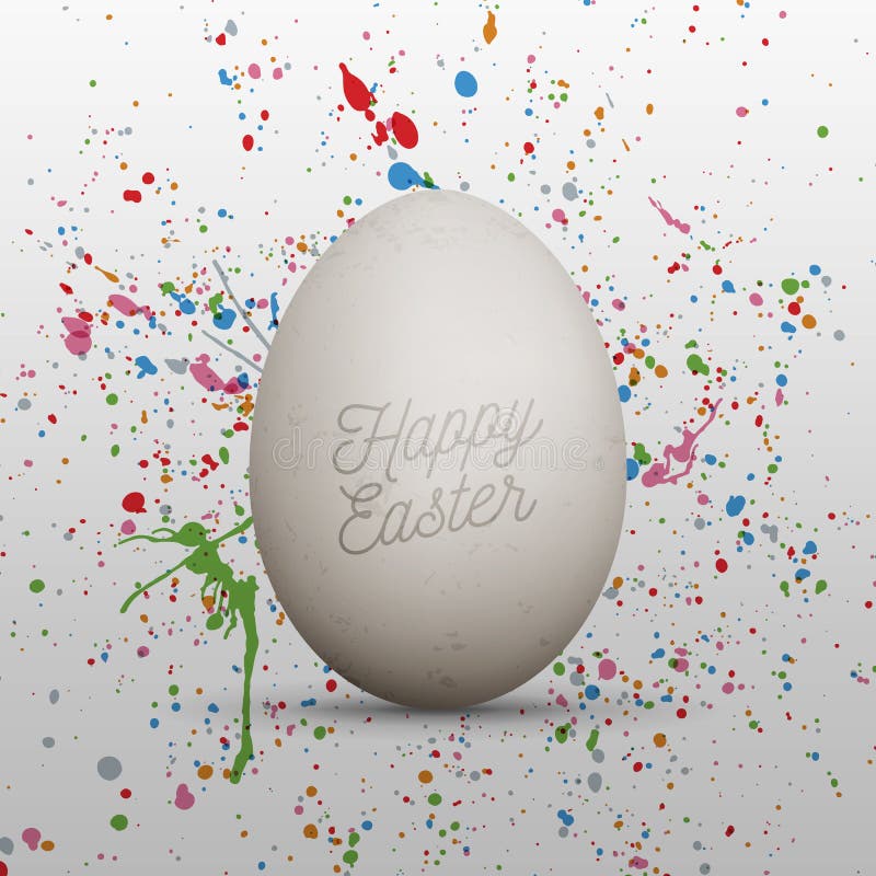 Easter Realistic White Egg with Greeting Text Stock Vector ...