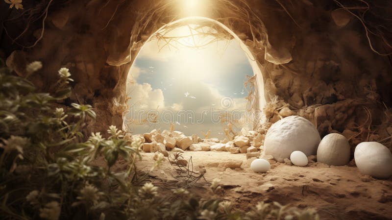 Easter Resurrection Scene: Empty Tomb.AI Generated Stock Illustration ...