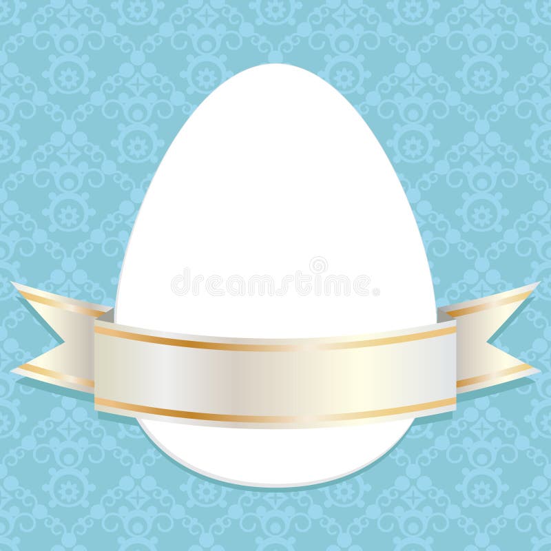 Easter Egg with Ribbon in Grass with Flowers Vector Illustration Stock ...