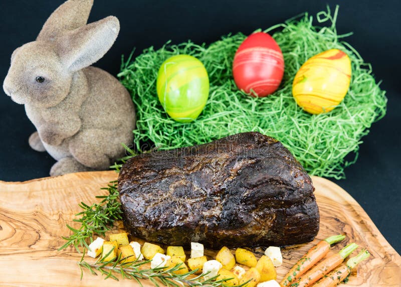 An easter roast stock image. Image of carrot, kale, food - 212507475