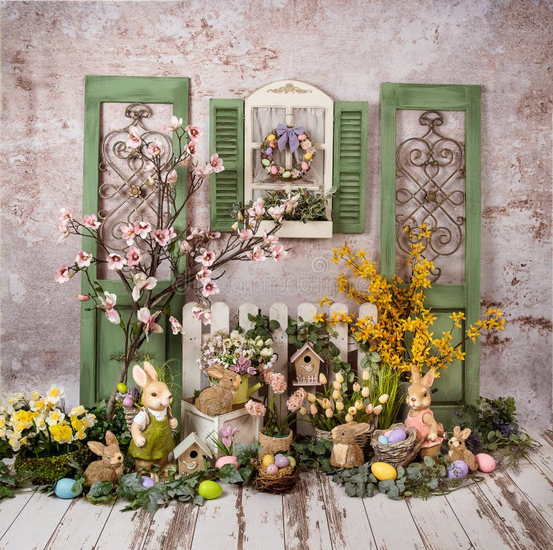 Easter Romantic Decorations with Greenery and Yellow Flowers, Romantic ...