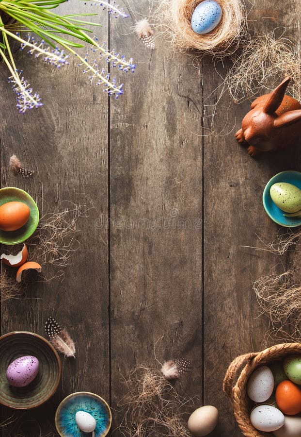 Easter Rustic Concept with a Space for a Greeting Text Stock Image ...