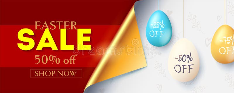 Easter Sale Attractive Offer. Pattern from Hanging Easter Eggs with ...