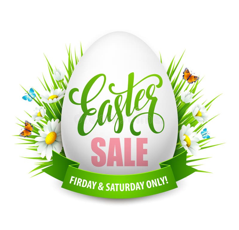Easter Sale Background with Eggs and Spring Flower. Vector Illustration ...