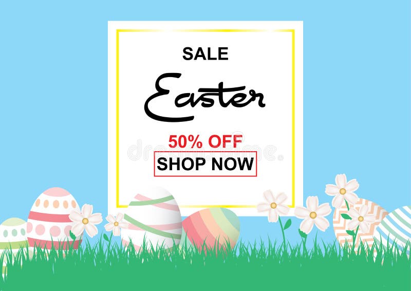 Easter Sale Background Template 50 Offer with Colorful Easter. Stock ...
