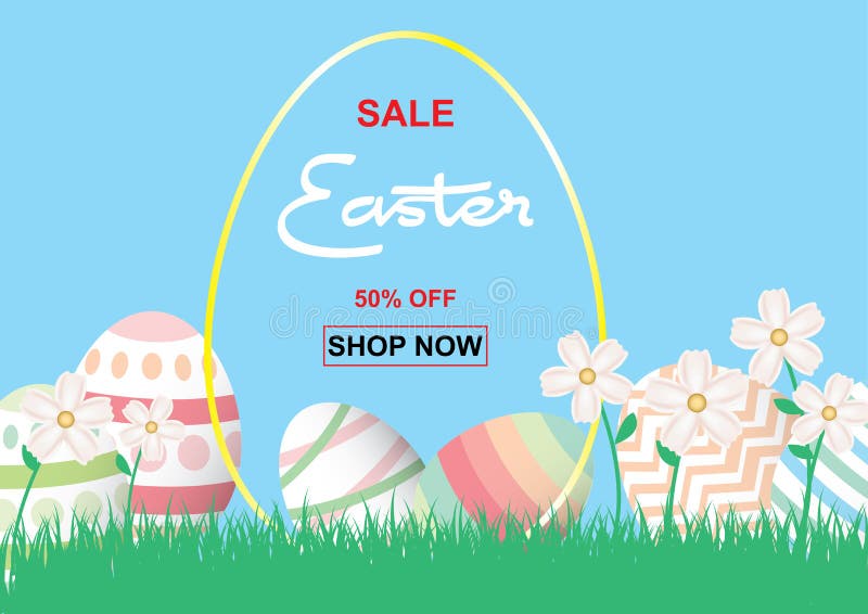 Easter Sale Background Template 50 Offer with Colorful Easter Stock ...