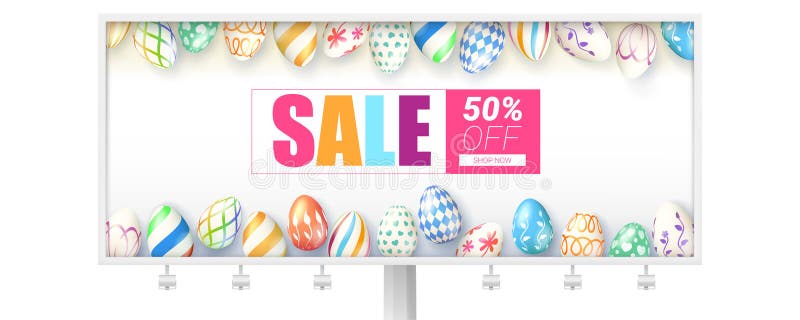 Easter Sale. Billboard with Design of Handwritten Text and Easter Eggs ...