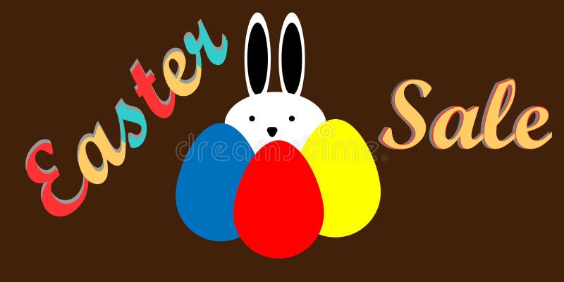 Easter Sale with Eggs and Rabbit, Holiday Sale, Flat Design Stock ...