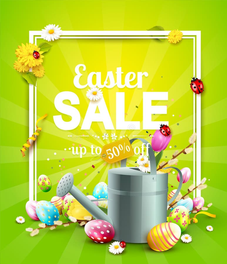 Easter sale flyer stock vector. Illustration of nest - 85346417
