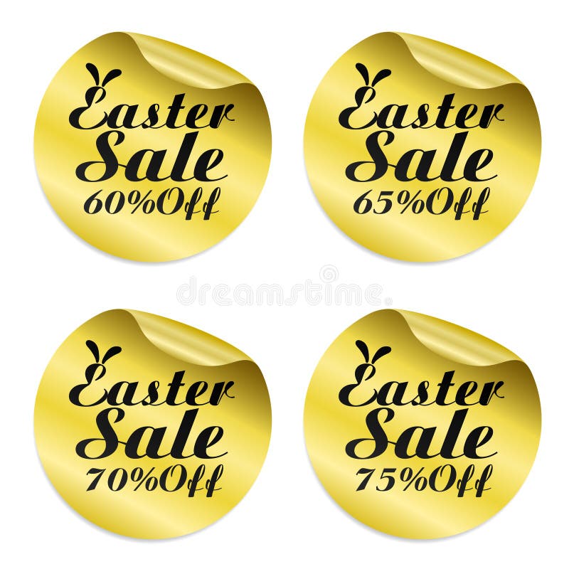 Easter Sale Gold Sticker Set. Sale 60 , 65 , 70 , 75 Off Stock Vector ...