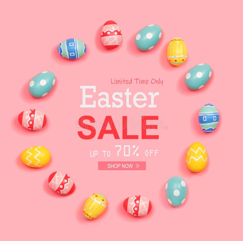 Easter Sale Message with Easter Eggs Stock Photo - Image of frame, flat ...