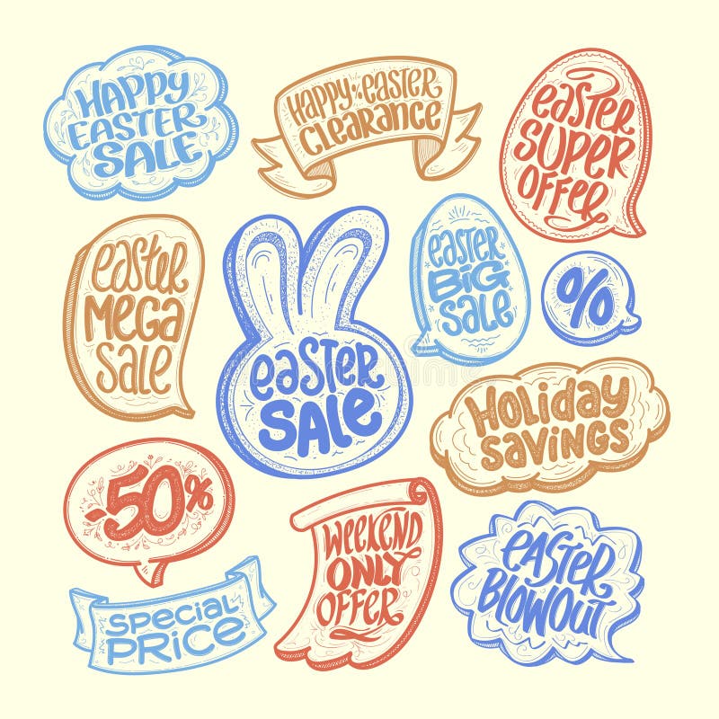 Easter Sale and Easter Offers Graphic Elements Vector Set Stock Vector ...