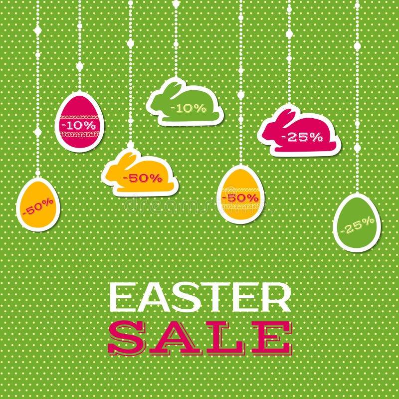 Easter Sale Poster with Hanging Price Stickers Stock Vector ...