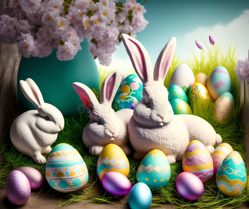 Easter Scene, Generative AI Illustration Stock Illustration ...