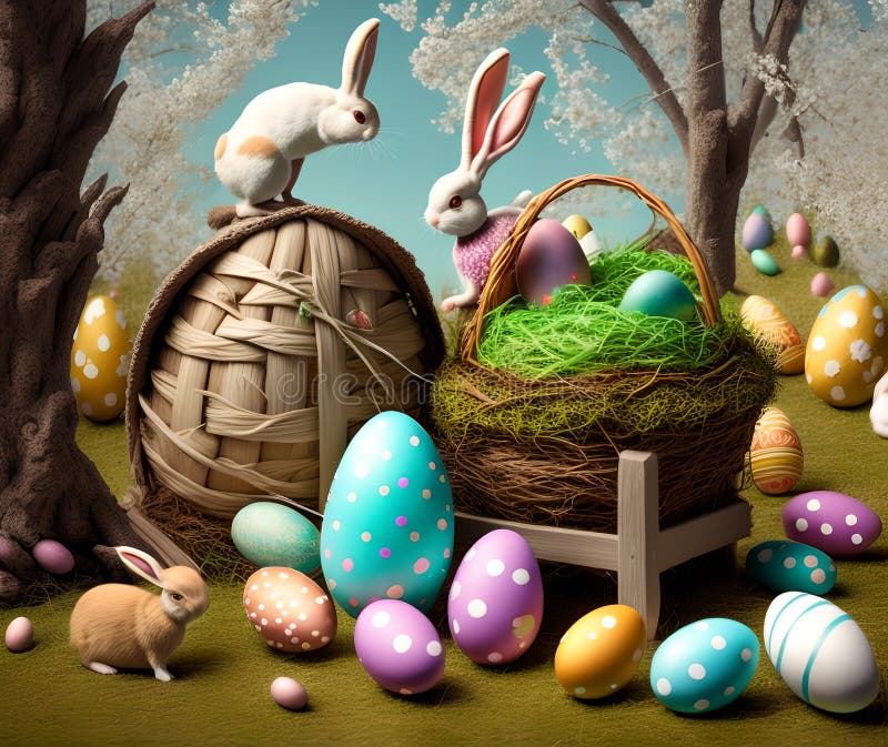 Easter Scene, Generative AI Illustration Stock Illustration ...