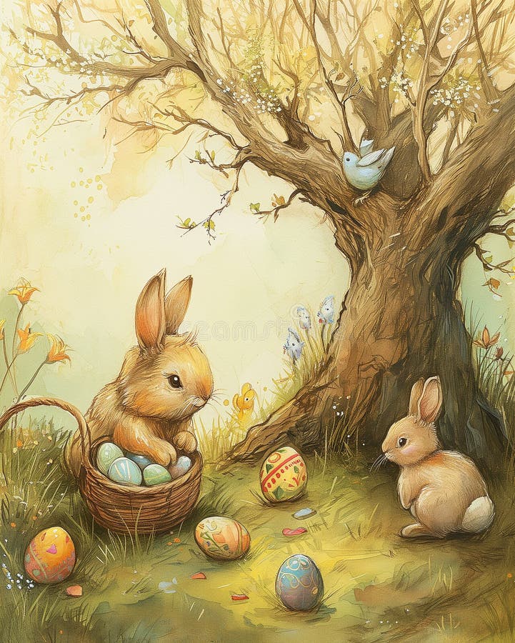 Easter Scene Picture Book Drawing Stock Illustration - Illustration of ...