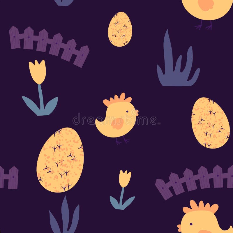 Easter Seamless Chicken Pattern with Eggs for Wallpaper and Fabrics and ...