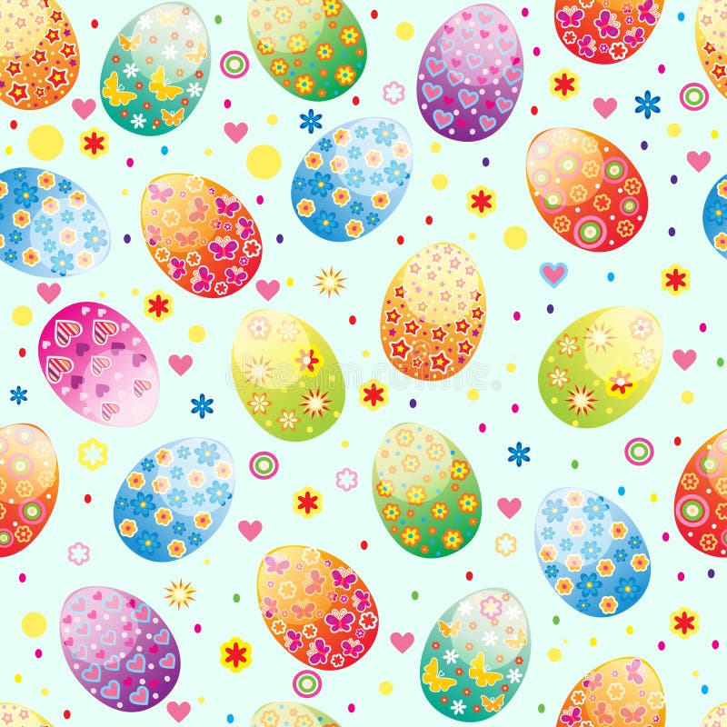 Easter Seamless Pattern with Colorful Eggs Stock Vector - Illustration ...