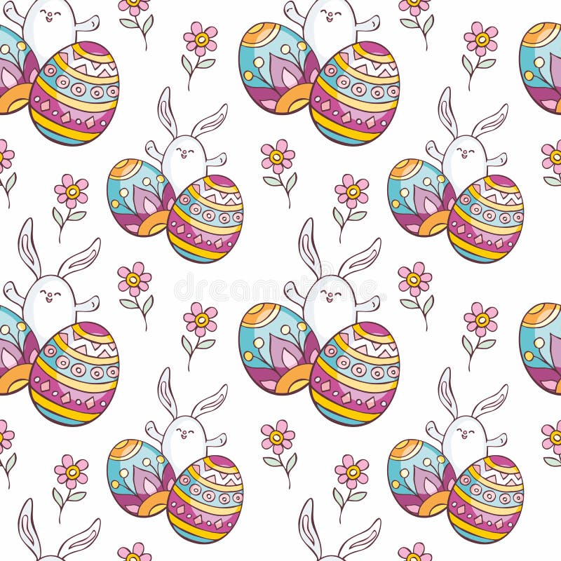 Easter Seamless Pattern with Cute Rabbits Stock Vector - Illustration ...