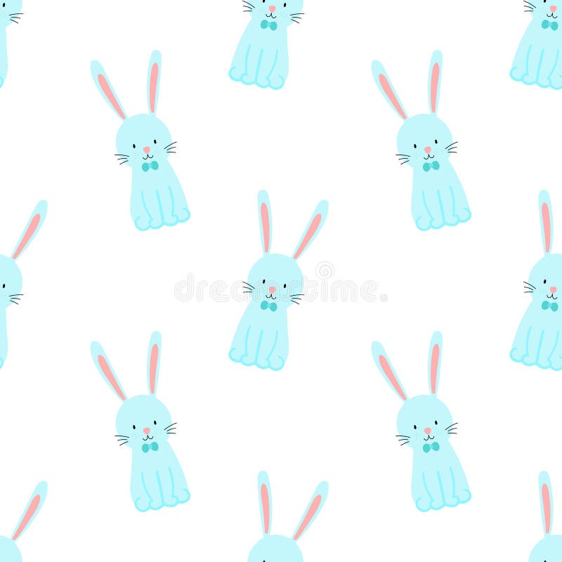 Easter Seamless Pattern with Rabbits, Carrots and Flowers on a ...