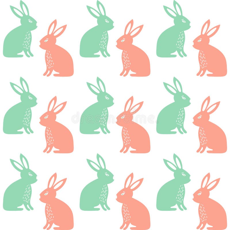 Easter Seamless Pattern with Cute Rabbits Stock Illustration ...