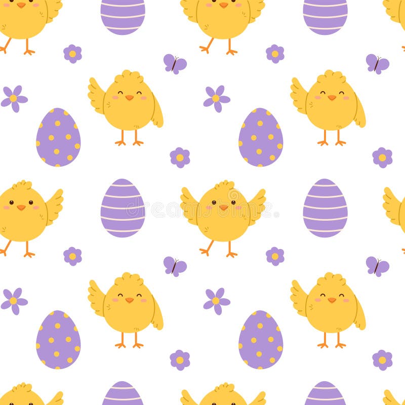 Easter Seamless Pattern with Eggs and Chicks Stock Vector - Illustration of cute, childish ...