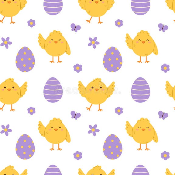 Easter Seamless Pattern with Eggs and Chicks Stock Vector - Illustration of cute, childish ...