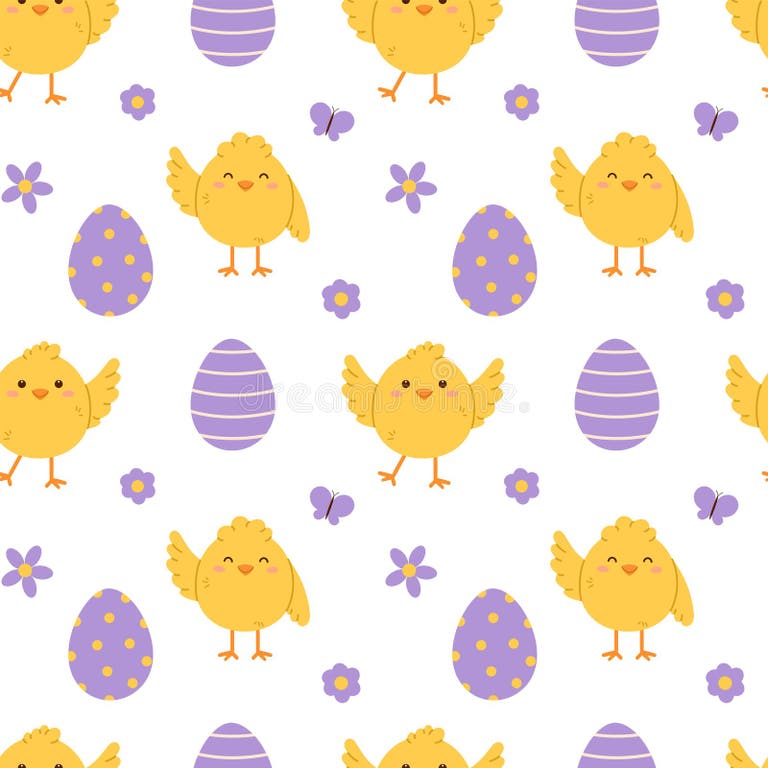Easter Seamless Pattern with Eggs and Chicks Stock Vector - Illustration of cute, childish ...