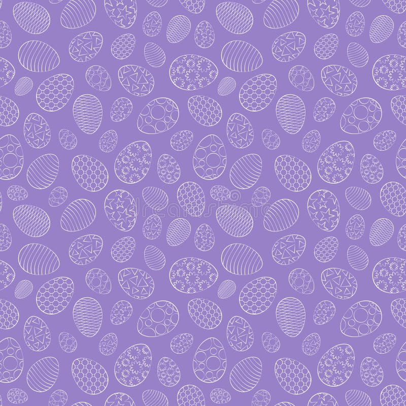 Easter Seamless Pattern, Eggs With Different Ornament, On A Purple ... Easter Seamless Pattern, Eggs With Different Ornament, On A Purple ...