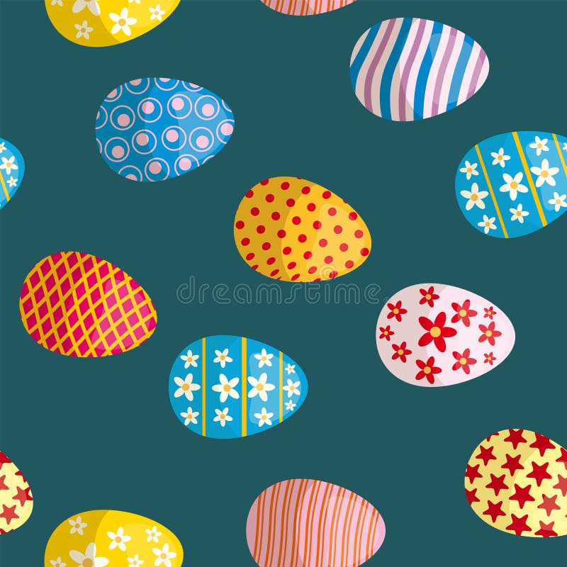 Easter Seamless Pattern, Eggs Festive Spring Background Stock Vector - Illustration of bunny ...
