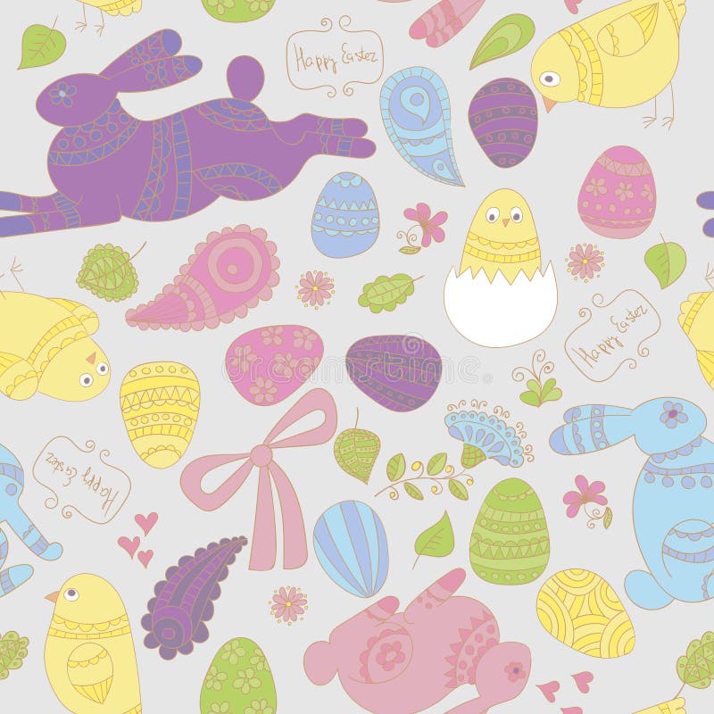 Easter seamless pattern stock vector. Illustration of hare - 65889740