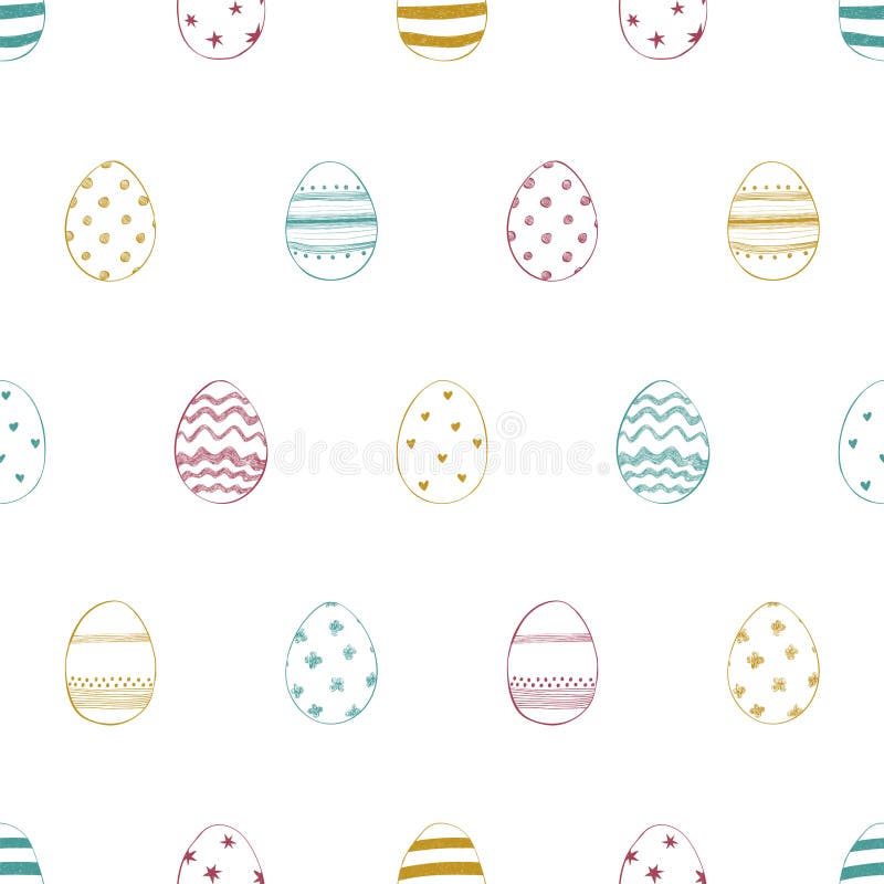 Easter Seamless Pattern with Ornate Eggs Stock Vector - Illustration of ...