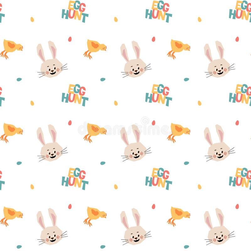 Easter Seamless Pattern with a Print of Cute Rabbits, Chic with Eggs ...