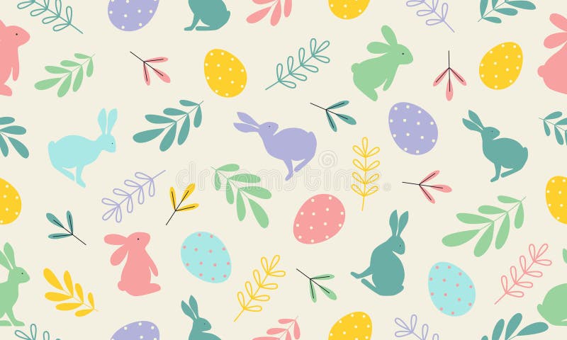 Easter Seamless Pattern with Rabbits and Eggs. Vector Illustration ...