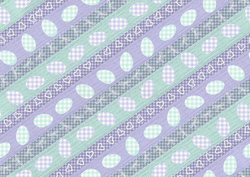 Easter Seamless Pattern of Stripes with Eggs, Bows and Hearts. Stock ...