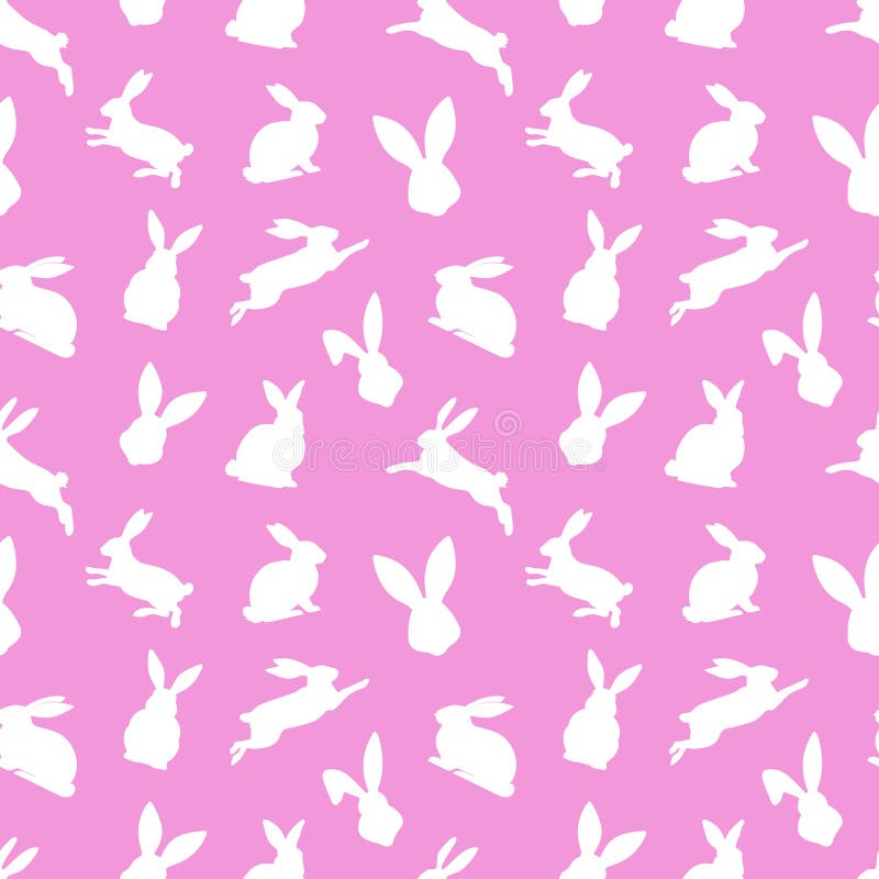 Easter Seamless Pattern of White Rabbit Silhouettes in Different ...
