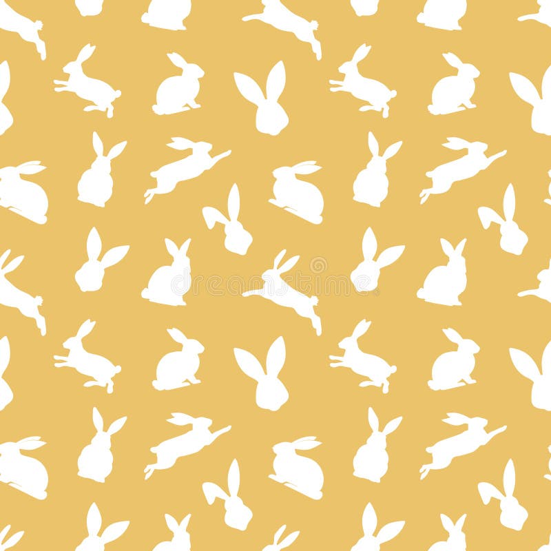 Easter Seamless Pattern of White Rabbit Silhouettes in Different ...
