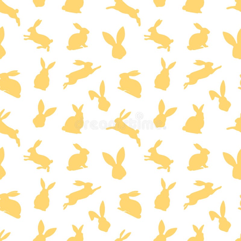 Easter Seamless Pattern of Yellow Rabbit Silhouettes in Different ...