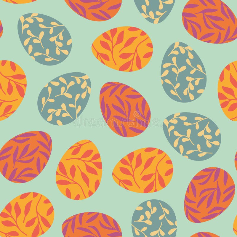 Easter Seamless Pattern with Easter Eggs Decorated with Floral Elements Stock Vector ...