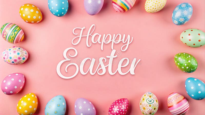 Easter Season Poster Happy Easter Greeting with Colorful Egg Prints and ...