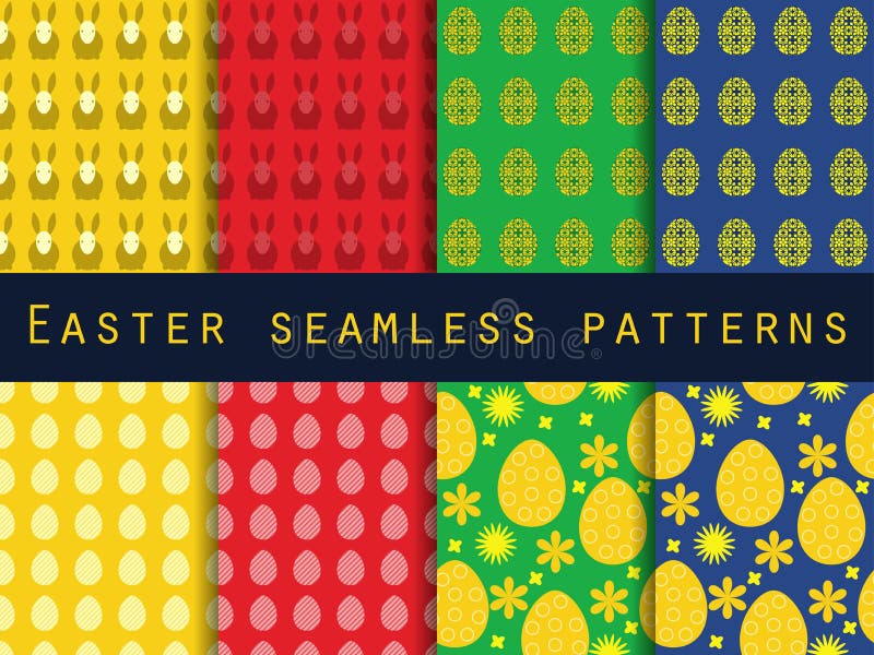Easter. Set of Seamless Patterns. Easter Bunny and Easter Egg Stock ...