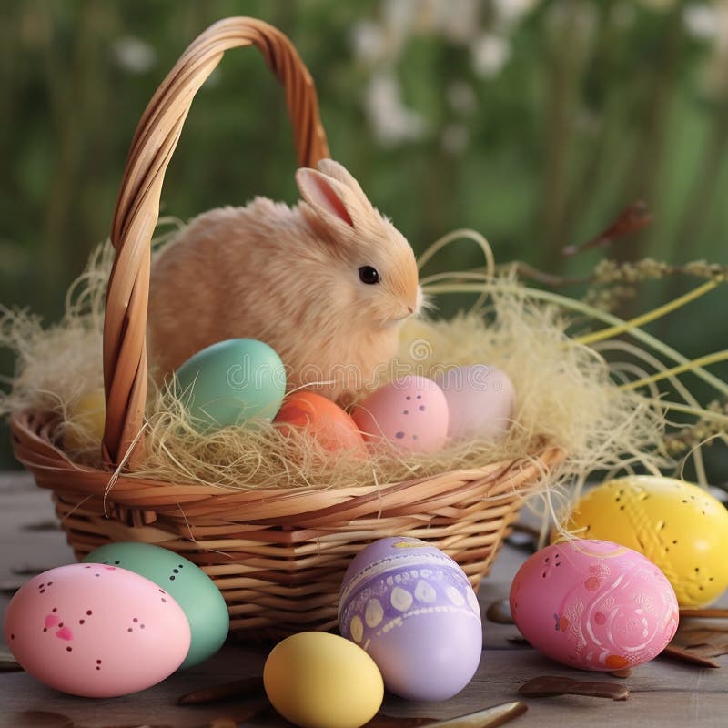 Easter Scene with Pastel Colors. Ai Generated. Stock Illustration ...