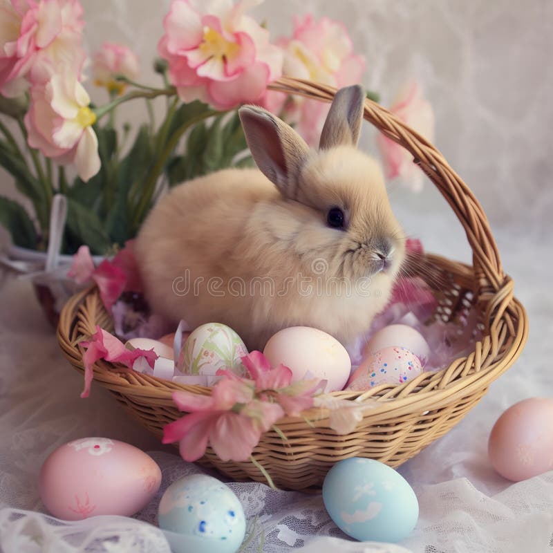 Easter Scene with Pastel Colors. Ai Generated. Stock Illustration ...