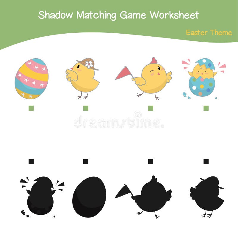 Easter Shadow Worksheet stock vector. Illustration of early - 243663277