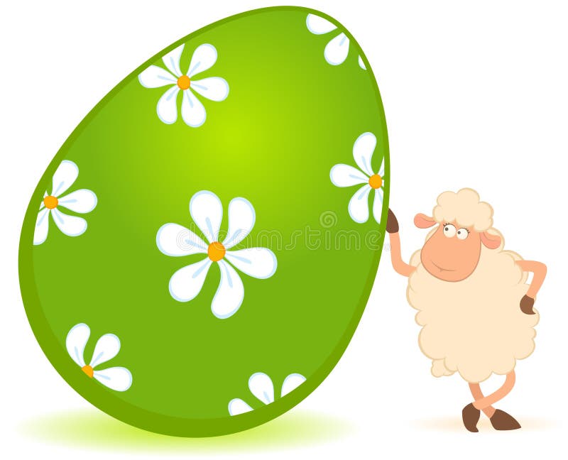 Easter Sheep with Colored Egg Stock Illustration - Illustration of ...
