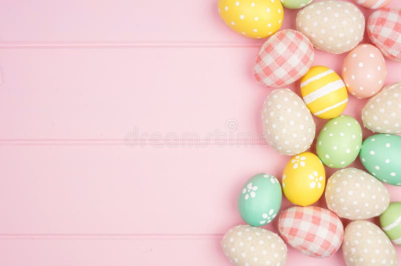 Easter Egg Side Border Against White Wood Stock Photo - Image of ...