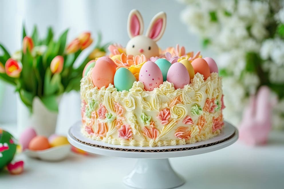 Easter Simnel Cake Adorned with Marzipan and Small Eggs Stock Photo - Image of pastry, chocolate ...