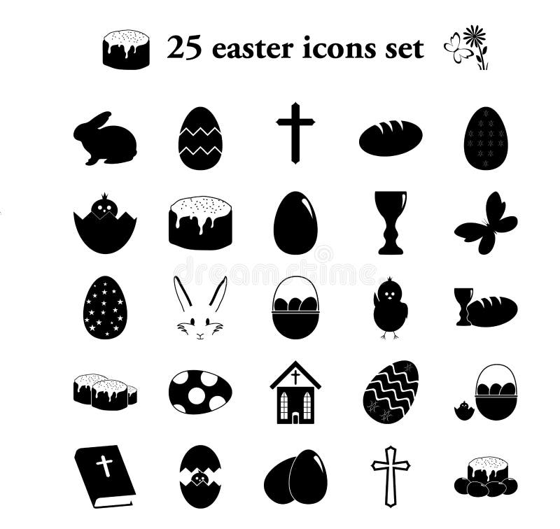 Easter 25 simple icons set stock vector. Illustration of symbol - 65942391
